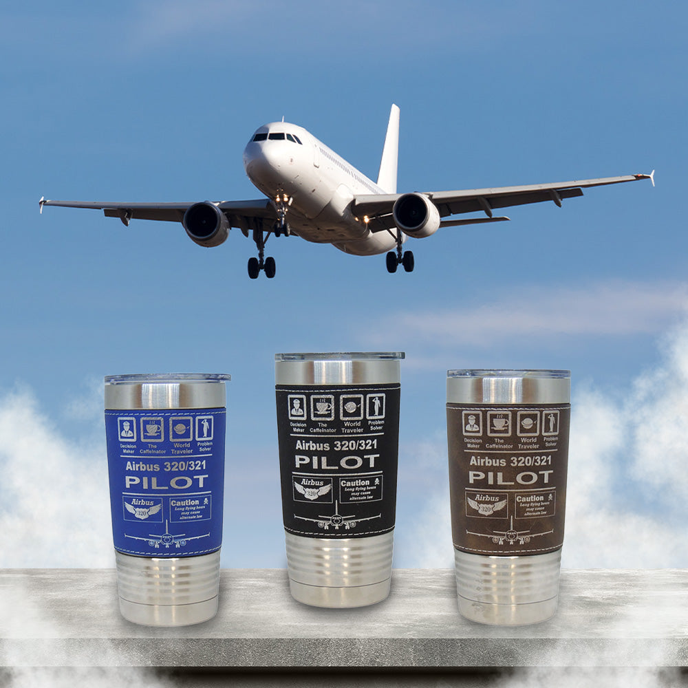 Airbus Pilot Gift | Leather Tumbler | Airbus 320 | Airplane Cups | Air ...