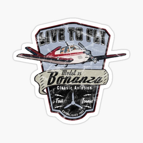 Live to Fly in a V Tail Bonanza Sticker | Air Speed Junkie