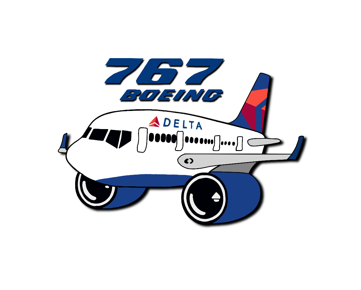Delta 767 Cartoon Sticker Decal Boeing 767 | Air Speed Junkie
