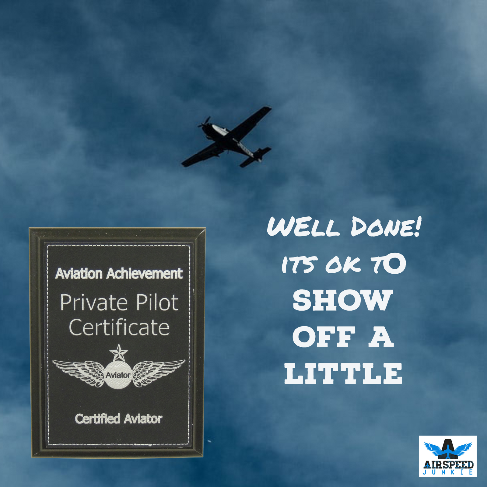 Private Pilot Certificate, Plaque, Award, 6x8 | Air Speed Junkie
