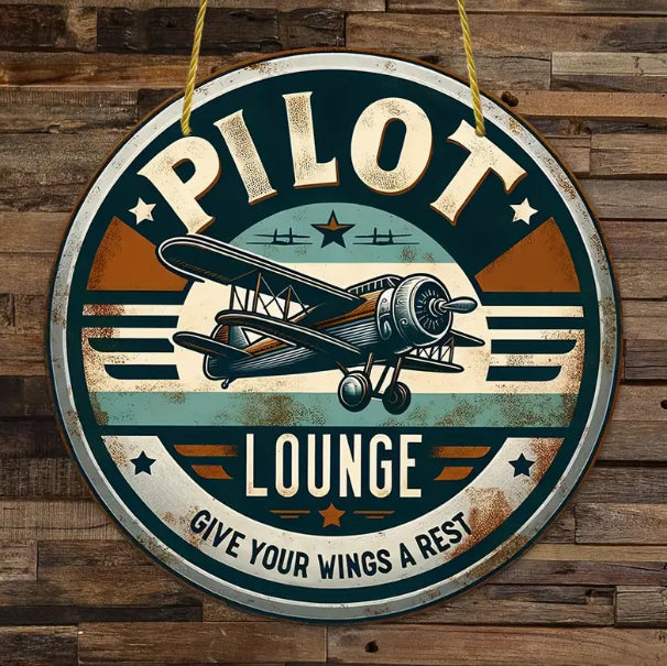 Pilot Lounge Retro Aluminum Sign | Air Speed Junkie
