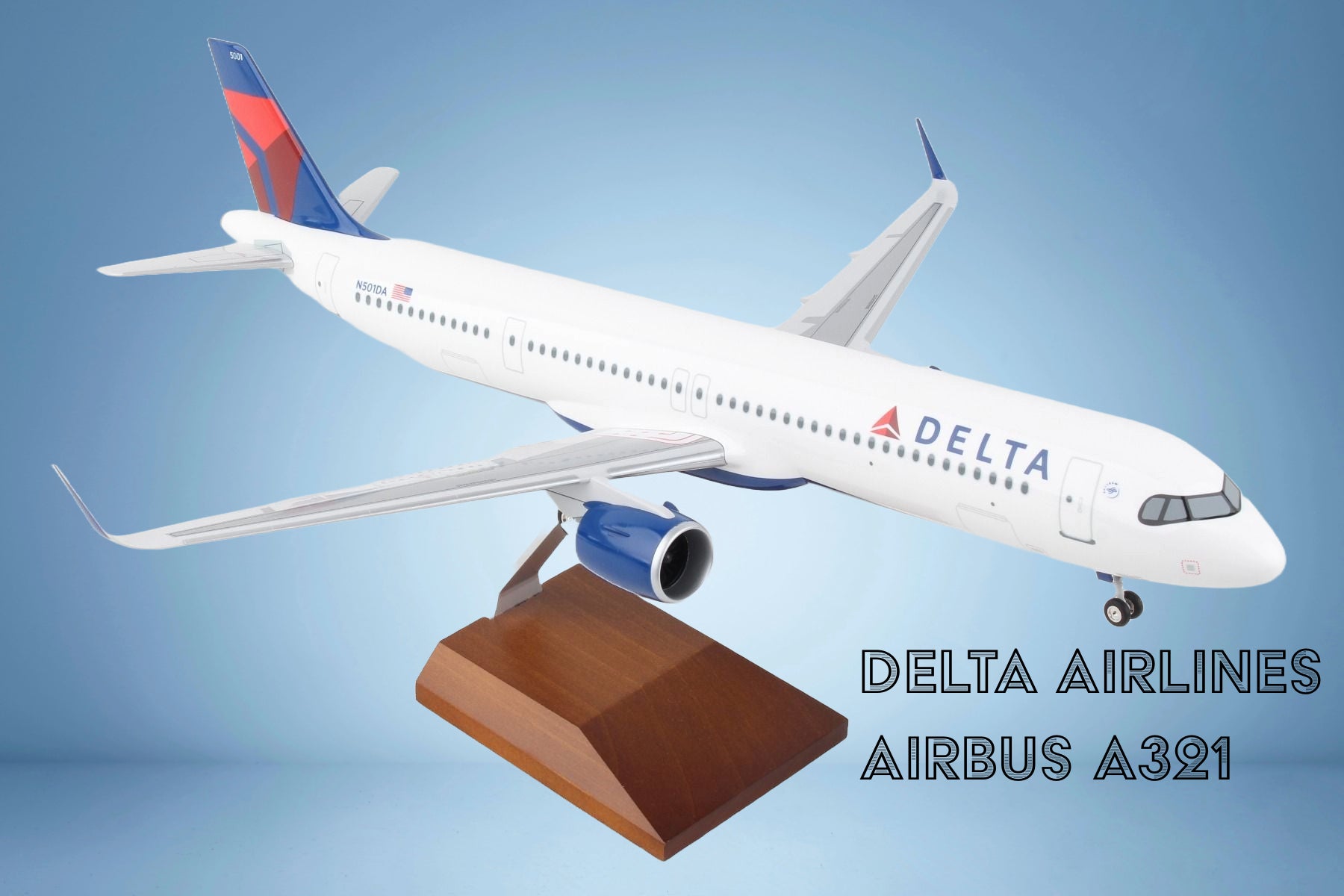 Delta Airbus A321 NEO, 1/100 with Wood Stand | Air Speed Junkie
