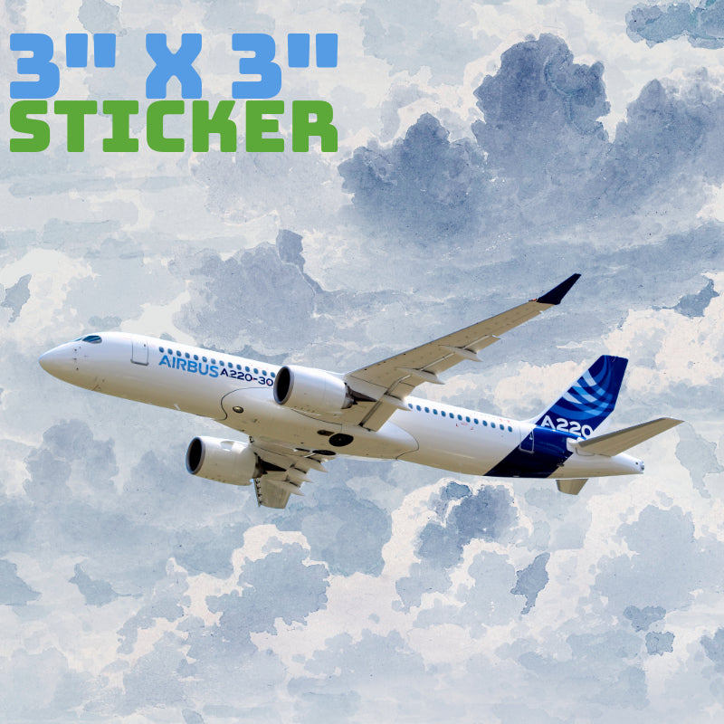 Airbus 220 Sticker, Flight Crew Stickers, Airplane | Air Speed Junkie