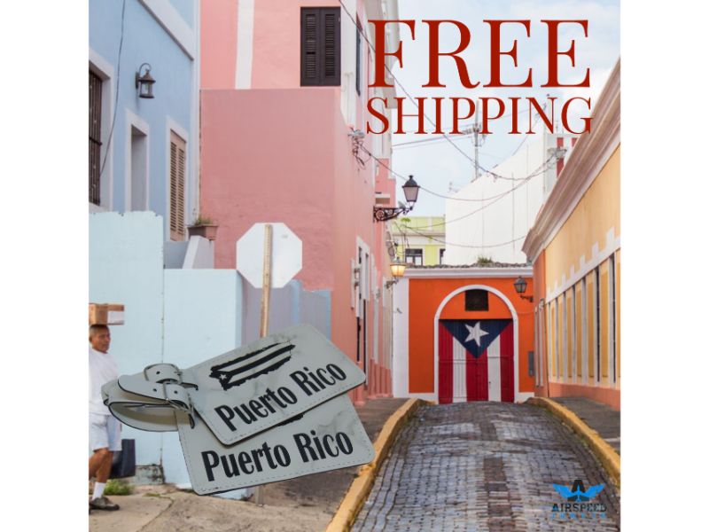 Puerto Rico Luggage Tag Set of Two, Leather with Graphic | Air Speed Junkie